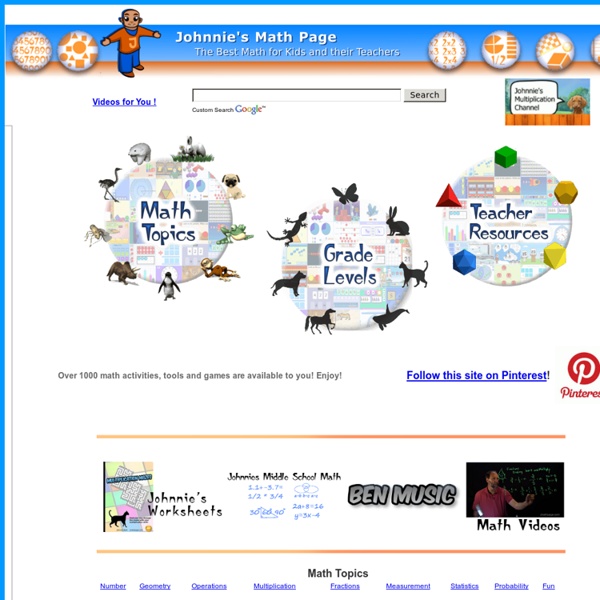 JMP Johnnie's Math Page The Best Math for Kids and their Teachers